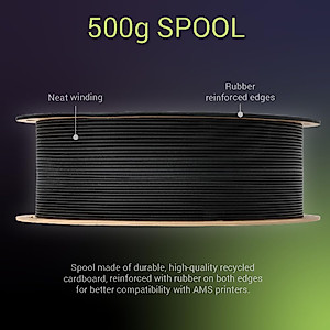 Polymaker PA6-CF Nylon Filament 1.75 Black, 500g Carbon Fiber Nylon Filament 1.75mm, Cardboard Spool - PolyMide PA6-CF Warp Free Nylon 3D Printer Filament