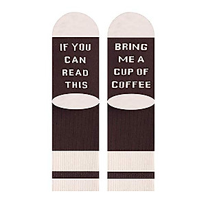 Zmart Funny Saying Socks Coffee Socks Coffee Gifts for Women Teens, Coffee Lovers Gifts for Her If You Can Read This Bring Me Coffee Coffee Stocking Stuffers