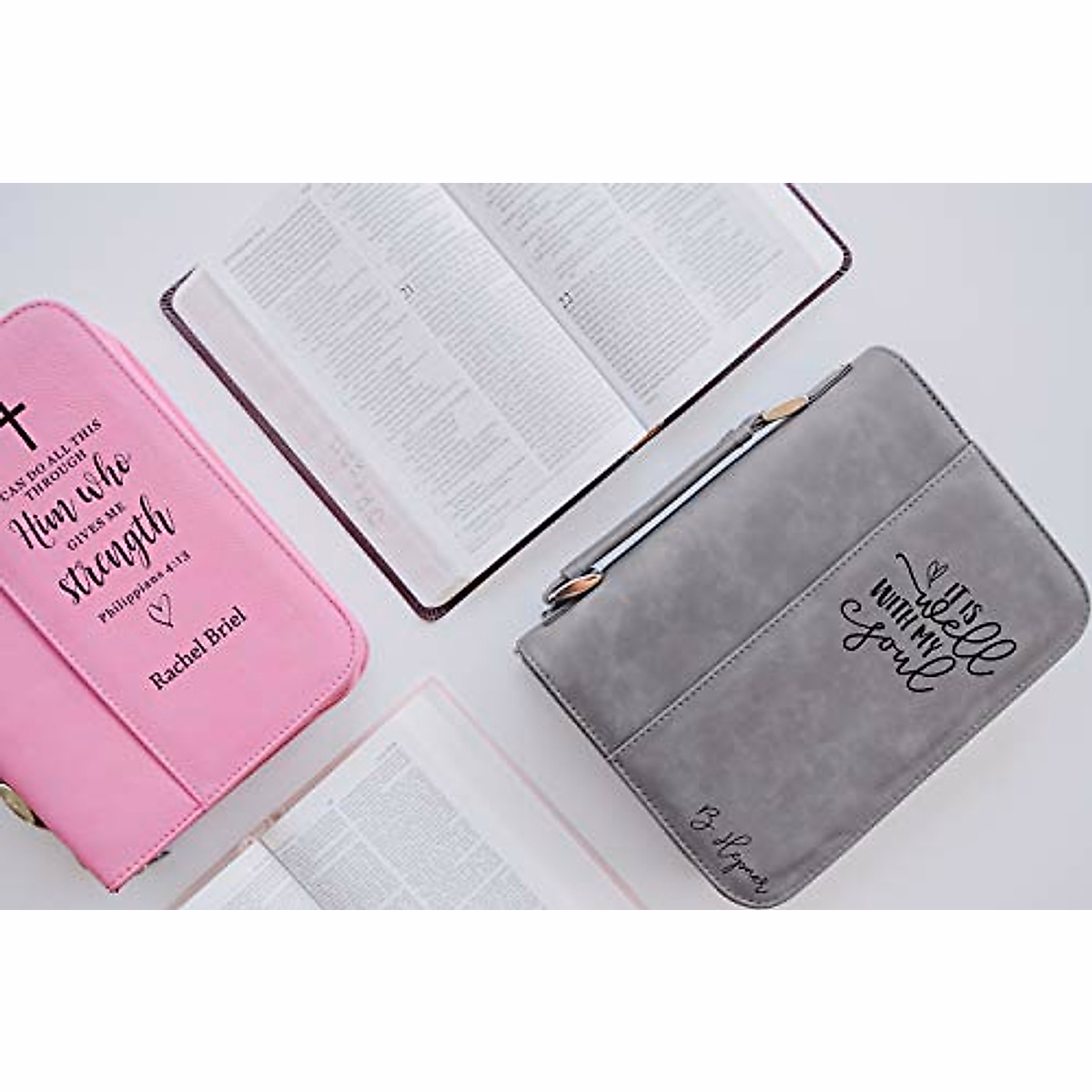 Custom Bible Cover | It is Well with My Soul |Personalized Bible Cover (Gray)