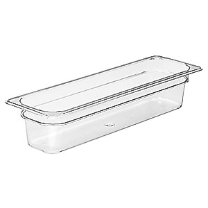 TrueCraftware- Half Size Long 4” Deep Food Pan Polycarbonate Clear Color- Food Storage Containers Commercial Hotel Plastic Food Pans Catering Buffets and Restaurants for Fruits Vegetables Beans Corns
