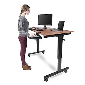 Stand Up Desk Store Clamp On 360 Degrees Swivel Out Mouse Tray with Storage for Desks and Tables Up to 1.5" Thick