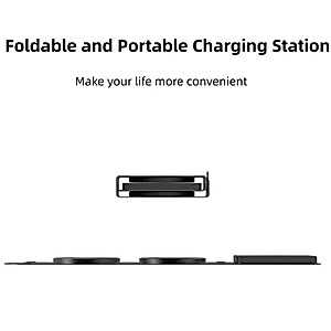 Wireless Charger 3 in 1, ALFUEL 15W Fast Foldable Magsafe Charger, Charging Station for Multiple Devices for iPhone 14/13/12/SE/11, Apple Watch and AirPods(Adapter not Included)