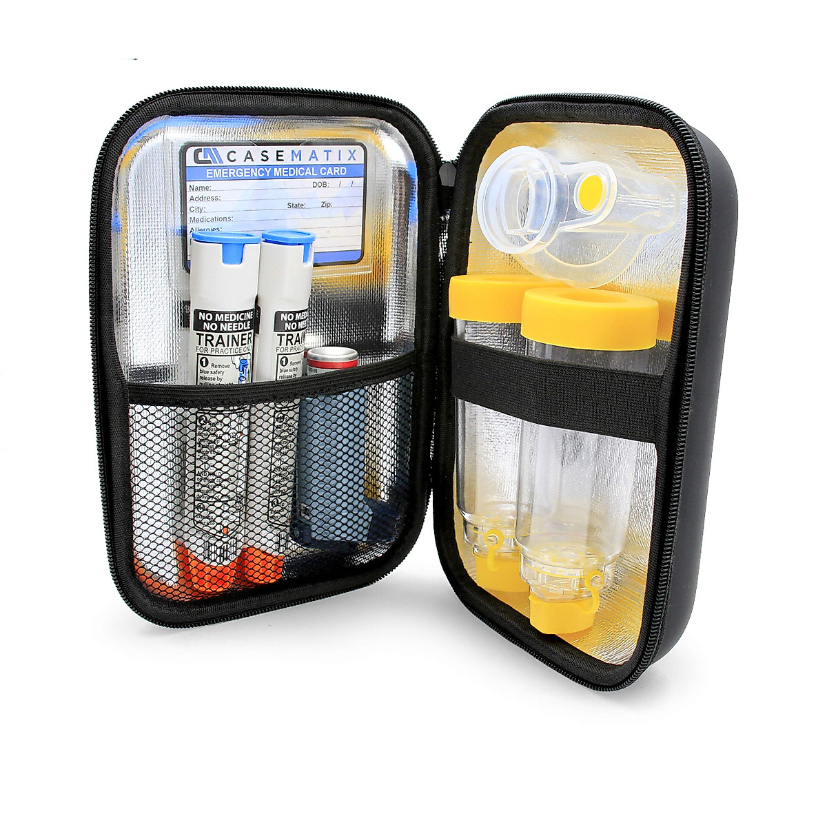 Casematix 8 Inch Insulated Asthma Inhaler Medicine Travel Bag Case Compatible with Inhaler Spacer, Masks and More, Includes Case Only