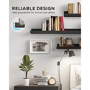 MIRROTOWEL Small 16” Floating Shelves for Wall Décor Storage, Set of 2, Wood for Bedroom, Living Room, Bathroom, Kitchen, Picture Ledge and Farmhouse（Black）