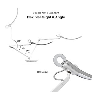 BenQ eReading LED Desk / Task / Swing Arm Lamp: Eye-Care, Auto-Dimming, CRI 95, 13 Color Temperatures, 35” Wide Illumination for Home Office, Bedroom, Living Room (Silver)