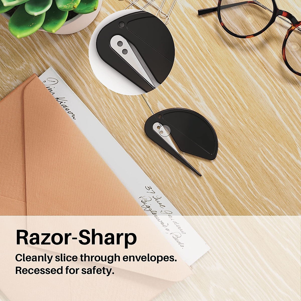 Uncommon Desks Letter Openers - Executive Black - Sharp and Efficient - Open Envelopes with Ease (Black, 3 Pieces)