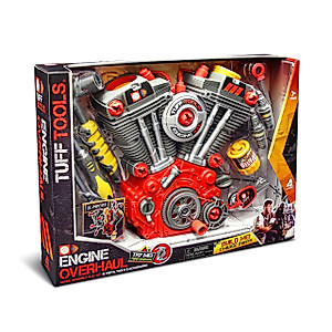 Lanard Tuff Tools: Engine Overhaul - 25 pc Playset, Lights & Sounds, Motorcycle Engine Building Set, Realistic Mechanic Toy, Kids Ages 3+