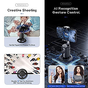 RIEIEK auto recognizes and Tracks Mobile Phone tripods, intelligently rotates 360-degree Shooting Phone Stand, and Does not Require APP to Start Gestures with one-Click Facial Tracking Gimbal
