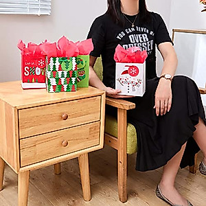 SUNCOLOR 12 Pack 6" Small Christmas Gift Bags With Handle