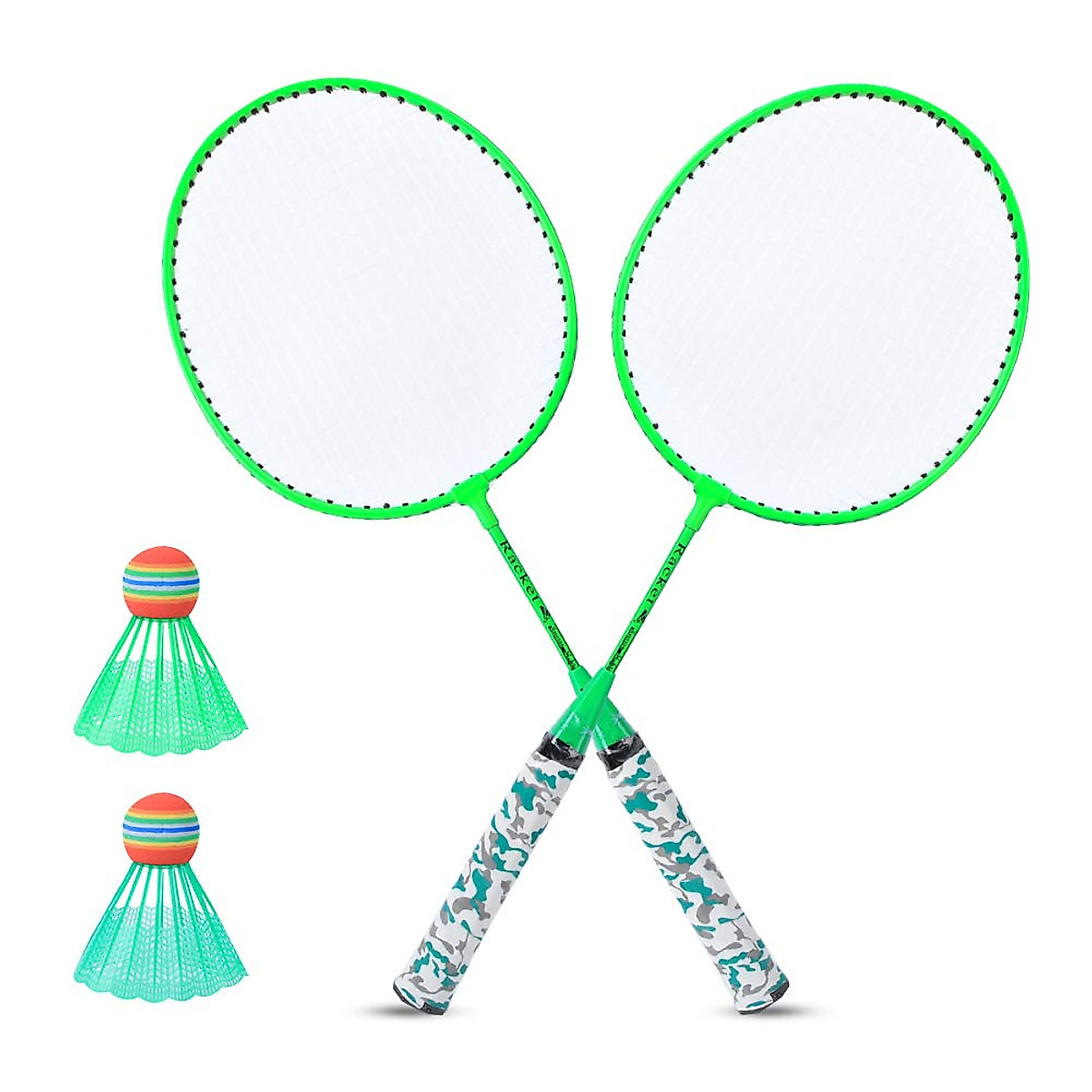 VGEBY Children Badminton Racquet Set 2Player Training Badminton Racket Badminton Racquet Replacement Set(Green) Competitive Sports