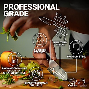 Chef Sac Santoku Knife 7 Inch | Best Chef Knife | 7In Chef Knife | Classic Santoku Chopping Knife | Vegetable Knife - Stainless Steel Kitchen 7 | Best Knife Chefs Foundry Knife | Santoku Knives