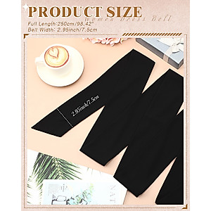 Glitopper Women Chiffon Sash Belt Dress Sash Waist Bridal Wedding Belt 50s Belt Accessories 3'' Wide(Solid Black, Classic Style)