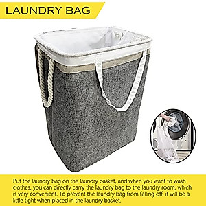 Laundry Basket with Lid & Inner Liner Bag Collapsible Stand Large Hamper for Bedroom Bathroom Dorm, Toys Clothing Organization 77L (Grey) (‎EYH003001)