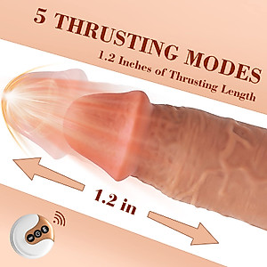 LOVENOTE Thrusting Vibrating Dildo for Women Realistic Suction Cup Dildo for G Spot Clitoral Anal Stimulation, Remote Control Dildo with 5 Thrusts 7 Vibrations, Silicone Adult Sex Toys for Woman Men