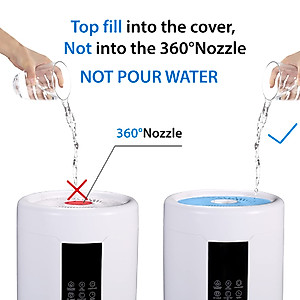Tower Humidifiers Large Room Bedroom 1000 sq ft,Honovos 17L 4.49Gal Ultrasonic Cool Mist Topfill Humidifier with 360°Nozzle 4 Speeds Humidistat Essential Oil Tray for Plant Home School Office