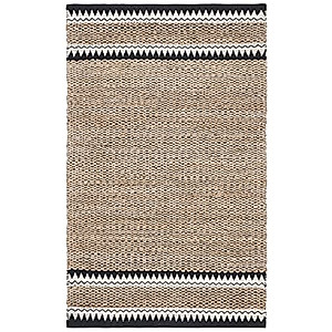 SAFAVIEH Natural Fiber Collection Accent Rug - 3' x 5', Natural & Black, Handmade Farmhouse Boho Coastal Rustic Jute, Ideal for High Traffic Areas in Entryway, Living Room, Bedroom (NF874B)