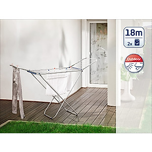 Leifheit Siena 180 Lightweight Winged Clothes Drying Rack, Blue and Silver