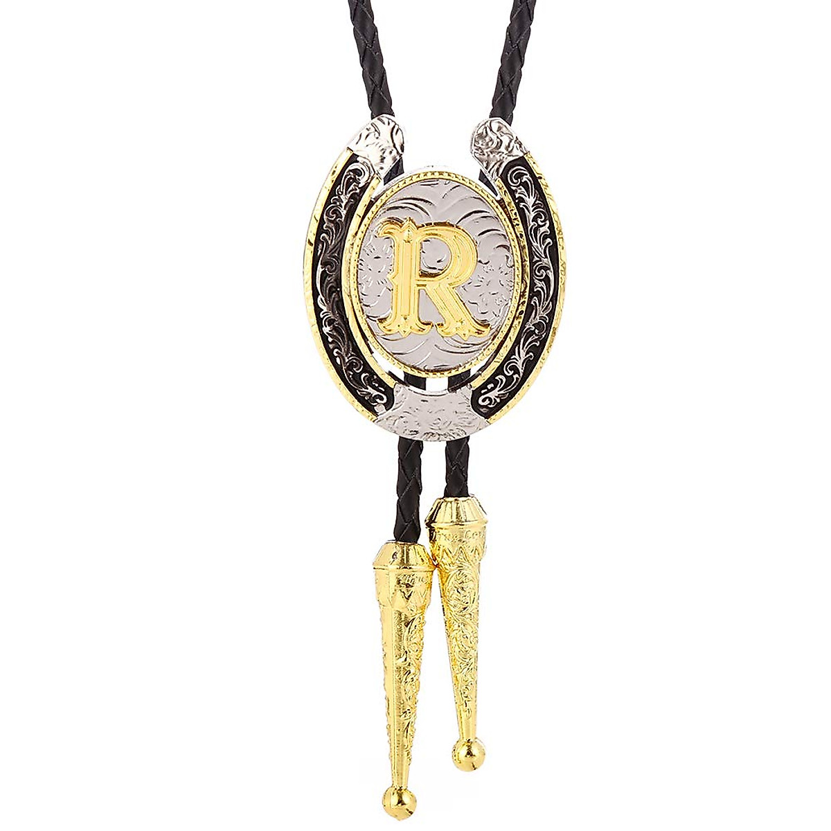 HUABOLA CALYN Bolo Tie for Men- Golden Initial Letter ABCDMJR to Z Western Cowboy Bolo Tie for Women (R)