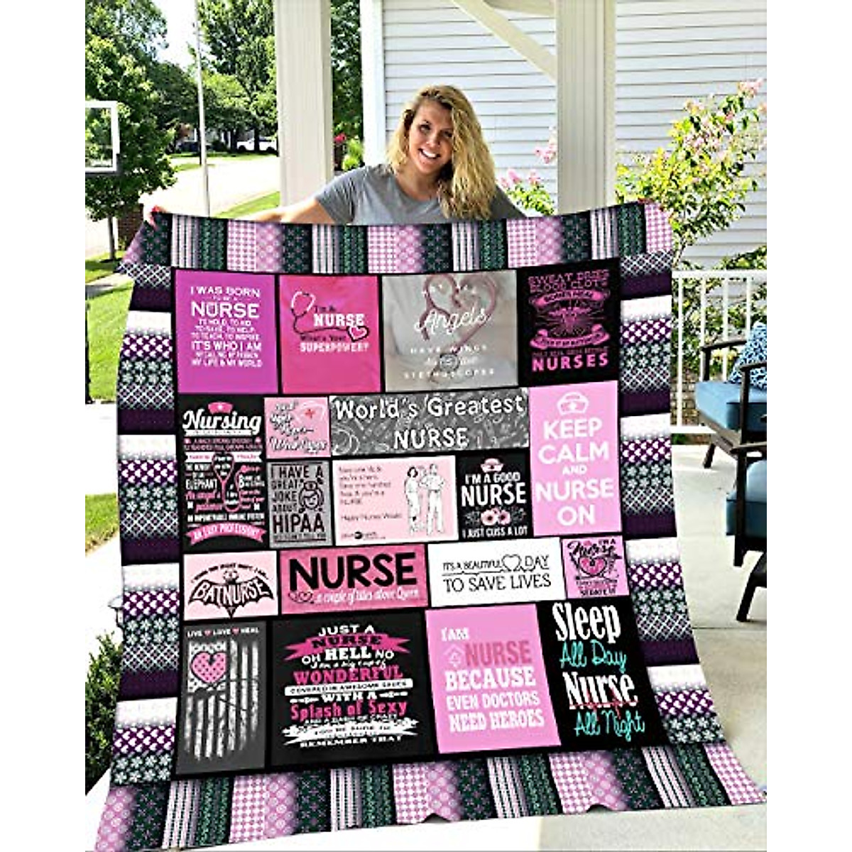 Ultra Soft Nurse Theme Blanket Microfiber Plush Sherpa Blanket Gifts for Women Nurses Warm Cozy Fuzzy Throw Blanket for Bed and Couch (Nurse Blanket04, 150cm x 200cm(59'' x 79''))