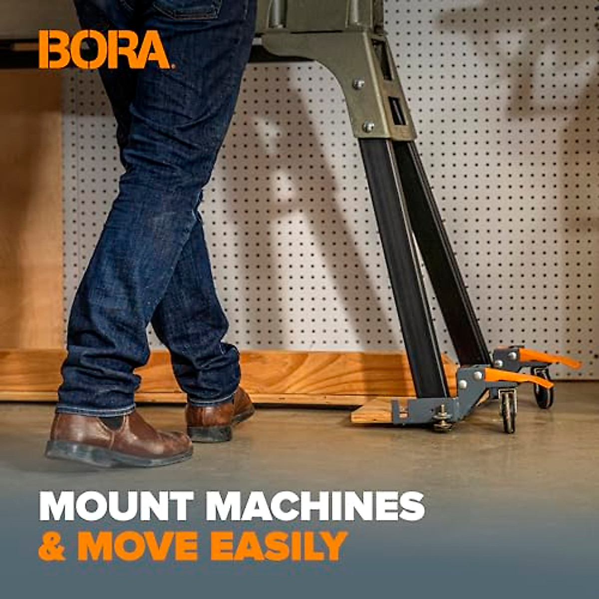 Bora Portamate Mobile Base Kit PM-1100 - Heavy Duty, Universal, Customizable, Adjustable Rolling Set, Dolly Roller Frame and Casters for Moving Equipment, Tools, Machines - 400 lb Capacity