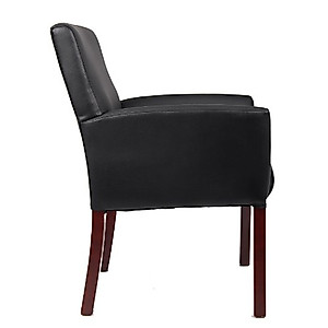 Boss Office Products Box Arm Guest Chair with Mahogany Finish in Black, 250