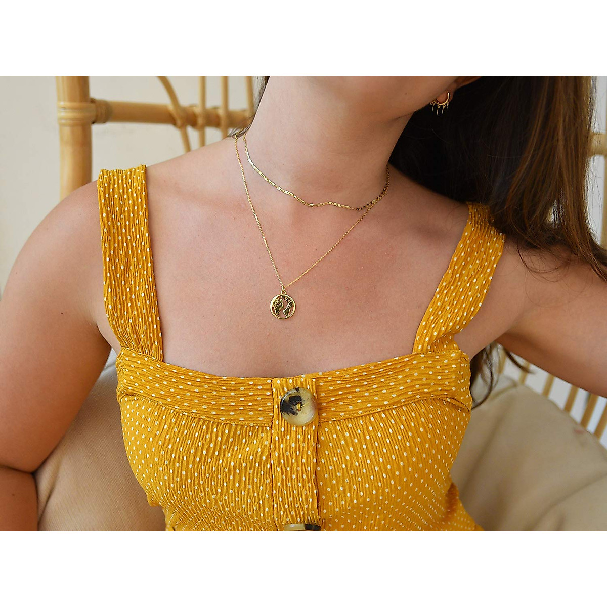 Climate Change Awareness [925 Sterling Silver w/18K Gold Plating] Necklace - Pro Globe/Save The Planet - Eco-Friendly Jewelry Also for Digital Nomad Women w/Wanderlust