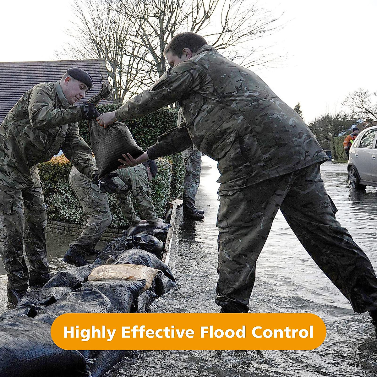 ASKIZ Heavy Duty Sand Bags Empty Woven Sand Bags with Tie Strings with 1600 Hours of UV Protection Polypropylene Sand-Bags - 16" x 25.5" Ultra Tough Sandbags for Hurricane Flooding (Black 50 Bags)