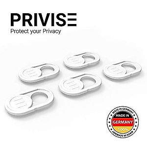 Privise Webcam Cover | PC, Smartphone & Laptop Camera Cover • Made in Germany • Compatible for MacBook, iMac & iPhone • Strong Webcam Sticker • Effective Privacy Protection • Ultra Thin (White) • 5pc