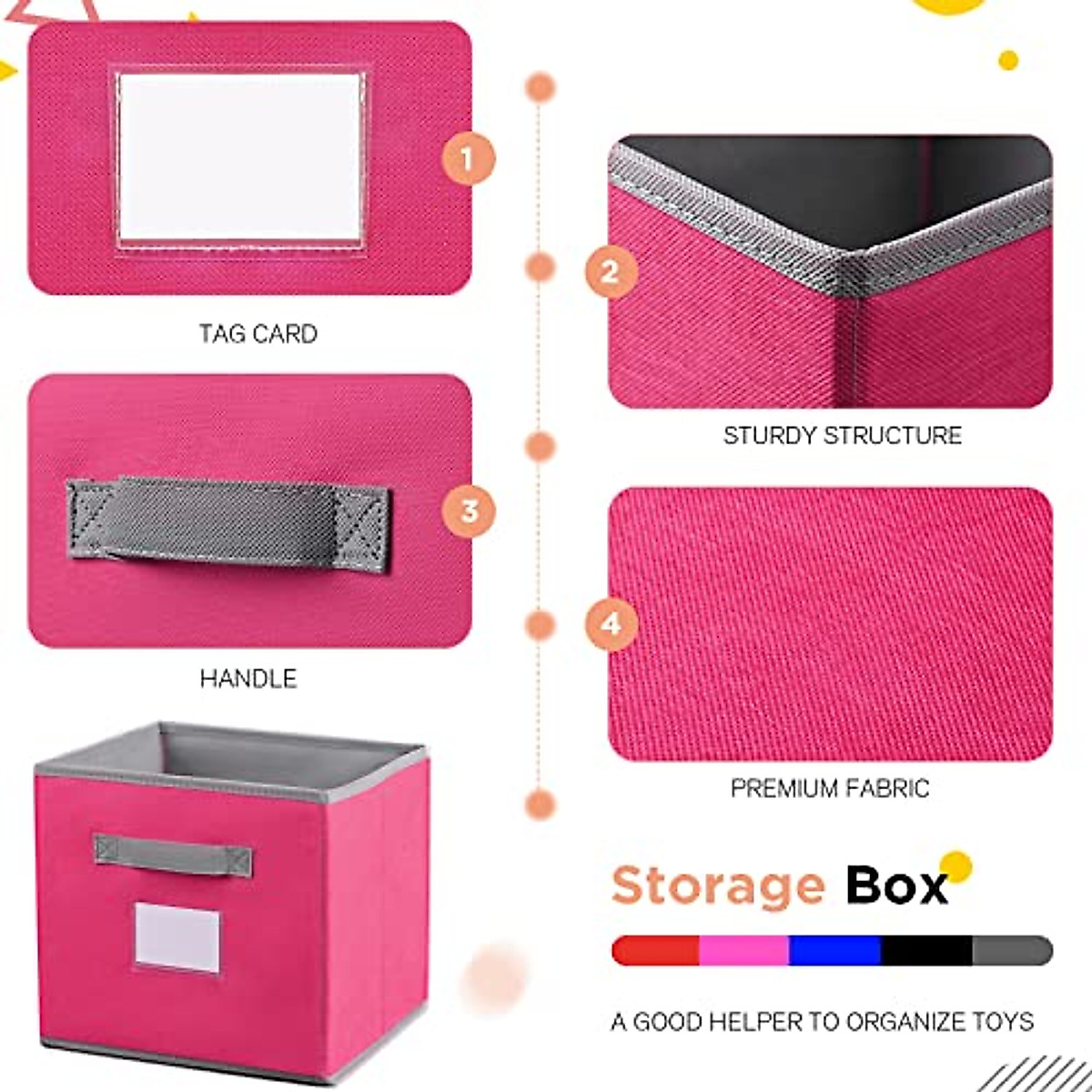 JNCHOICE Storage Cubes 2 Packs Folding Thicker Fabric Storage Bins Basket for Closet Shelf Cabinet Bookcase - Pink