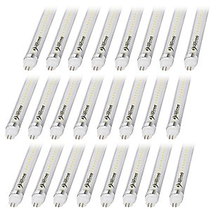 4ft 24W T5 High Output LED Tube Light, 45.75", F54T5 Equal, 5000K (Cool White), Clear Lens, 3500 lm, G5 Mini Base, 100-277V, Ballast Bypass, Dual-End Powered, LED Shop Light, UL-Listed (24-Pack)
