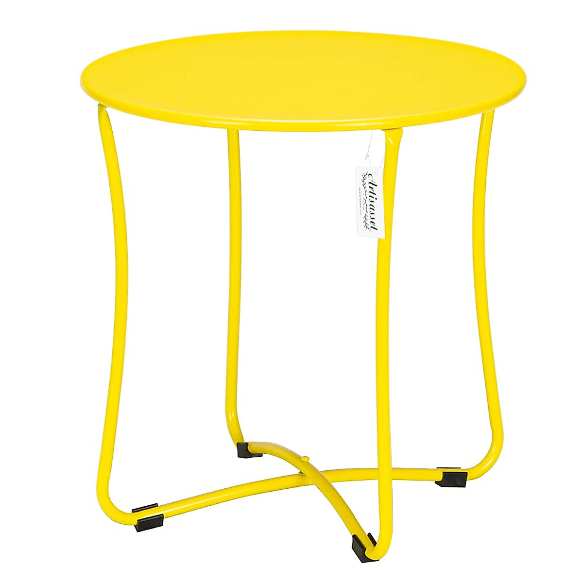 Volowoo Round Sofa Side End Table,Small End Table,Laptop Table,Waterproof Coffee Table Metal Frame Nightstand for Living Room,Bedroom,Patio&Office,Yellow