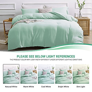 Sasttie Sage Green Duvet Cover Queen, Ultra Soft Prewashed Queen Duvet Cover Set, 3 Pieces, 1 Duvet Cover with Zipper Closure and Corner Ties (90''x90''), 2 Pillowcases (20''x 30'')