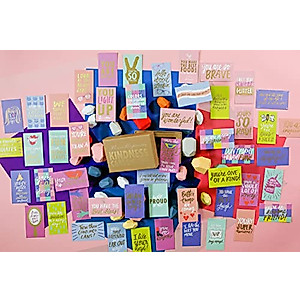 Kindness & Gratitude Cards, 50 Unique Designs and Quotes, Spread Joy & Appreciation, Illustrated With Fun and Motivation Inspired Phrases With Gold Embossing