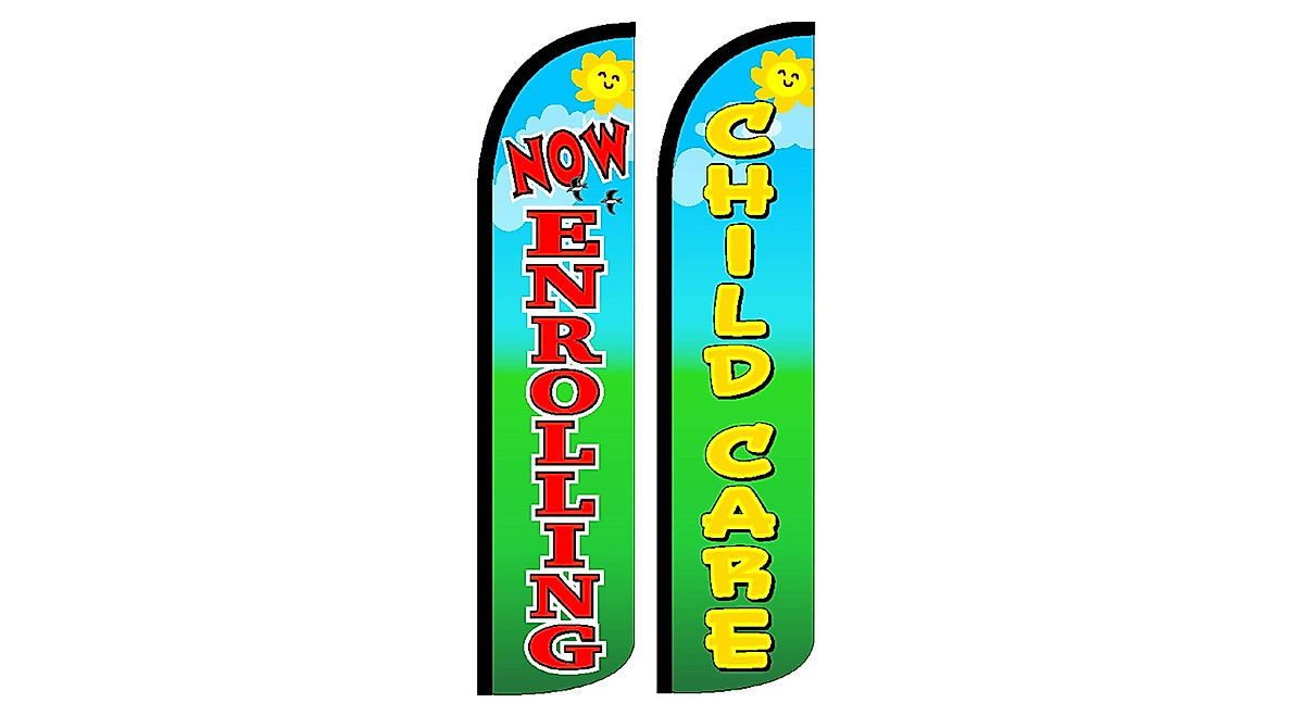 Now Enrolling Child Care Flags - 2 Pack for Business