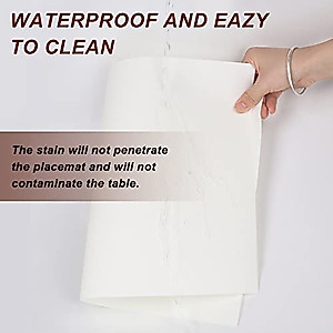 YeaBerr Placemats, Waterproof Placemats Set of 4 for Dining Table Washable Woven Vinyl Non-Slip Table mats Heat-Resistant Wipeable PP Place Mats for Indoor & Outdoor, Easy to Clean, White