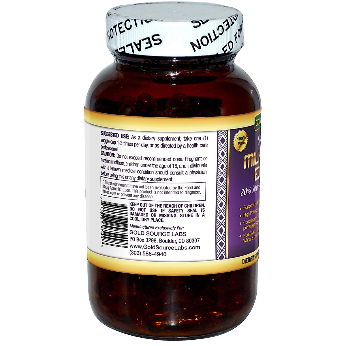 Organic Milk Thistle Capsules, 180 Caps, Pure Milk Thistle Powder Plus 80% Silymarin Extract Standardized Complex, 450 mg, Natural Liver Health Supplement, Immune Boost, Detox and Cleanse