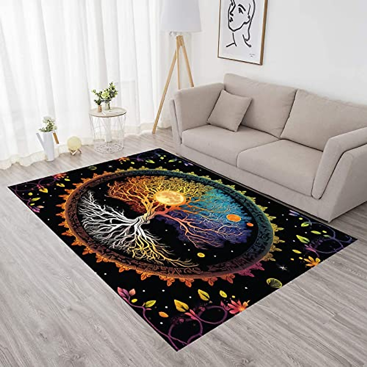 FANGER Mushroom Skull Sun Moon Butterfly Area Rug Living Room Bedroom Dining Home Office Soft Rugs Carpets