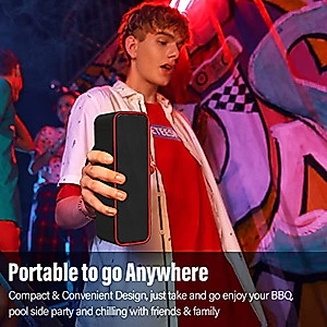 Portable Wireless Bluetooth Stereo Speaker with Powerful Sound 10W Acoustic Drivers Built-in Mic FM Radio Micro SD Card USB AUX-in Slot for Smartphone, PC, MP3 and More