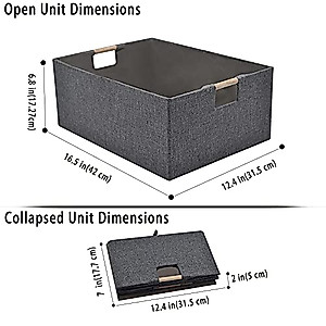 Storage Bin for Shelves Rectangle Baskets for Storage 2 Pack Closet Baskets Foldable Toy Box with Handles for Nursery Home Office Car Dormroom (Gray )