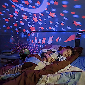 MOKOQI Dream Rotating Projection Lamp Star Projector Night Lights for Kids, Birthday Gifts for 1-4-6-14 Year Old Girl Boy Kids Bedroom, Glow in The Dark Stars Moon for Child Asleep Peacefully