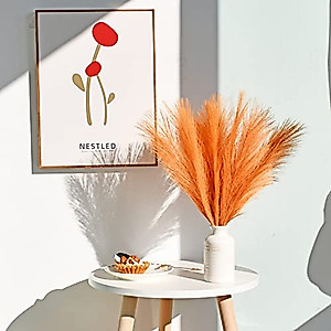 ONLY ART 20pcs Orange Artificial Silk Pampas Grass 17” for Mother's Day Home Kitchen Wedding Party Special Event Spring Holiday Decorations
