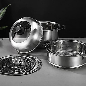 Beeiee Steamer pot for cooking,8.5 Quart,Vegetable steamer,Food steamer,Dumpling steamer,Veggie steamer,Seafood steamer,Fish steamer,Egg steamer,Bun steamer,Steamer cookware,Stainless steel