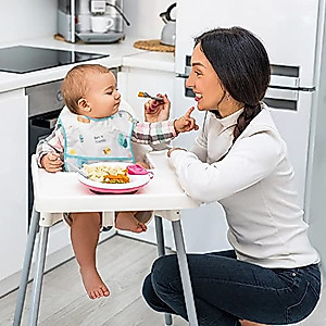 Zainpe 5Pcs Snap Baby Bibs Fox Bear Waterproof Stain Resistant Feeding Bib with Food Catcher Pocket Washable Adjustable Starter Bib Unisex Animals Burp Cloths for Infants Newborns Toddlers 6-24 Months