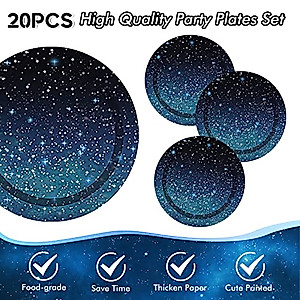 Juhap 41Pcs Starry Galaxy Party Supplies Night Sky Party Tableware Set Outer Space Theme Birthday Star Party Table Decorations for Boys Girls Birthday Party Favors