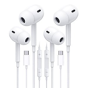 USB C Headphones, USB C Earbuds for Samsung Galaxy S23 Ultra S23+ USB Type C Wired Headphone with Microphone HiFi Stereo USB C Earbuds for Galaxy S23 S22 Ultra S21 FE Z Flip 4 Oneplus 10 Pro (2 Pack)