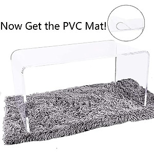 Odoor Direct Modern Acrylic Coffee Table, 32" x 16" x 16" Waterfall Acrylic Side Table with PVC Mat, 0.5" Thick Rectangle Clear Coffee Table for Living Room, Bedroom, Bathroom, Clear