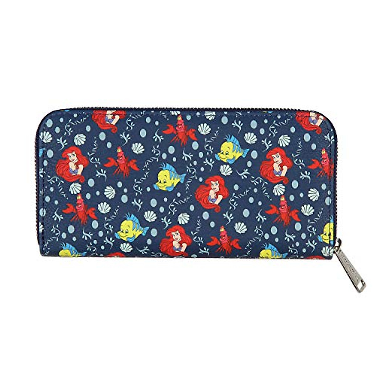 Loungefly Disney Little Mermaid Ariel And Flounder Faux Leather Full Zip Wallet