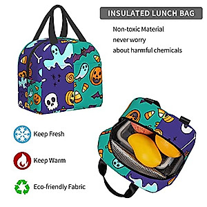 2pcs Backpack Set for Boys, Halloween pumpkin Backpacks and Lunch Box for Girl Elementary Bags Teens Bookbags