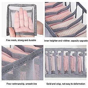 3PCS Drawer Organizer Underwear Closet Divider Women 6,7 and 11 grids for Clothes Storage Organization, Dresser, Drawer and Closet Organizers for: Underwear, Bra, Sock, & More, PSL-S13, Gray