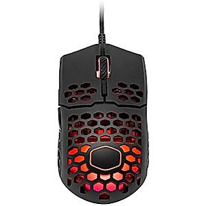 Cooler Master MM711 RGB-LED Lightweight 60g Wired Gaming Mouse - 16000 DPI Optical Sensor, 20 Million Click Omron Switches, Smooth Glide PTFE Feet, and Ambidextrous Honeycomb Shell - Matte Black